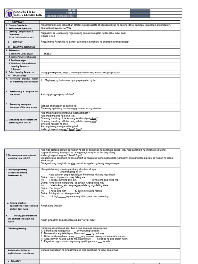 FILIPINO - Q1-W4 Day3 | PDF