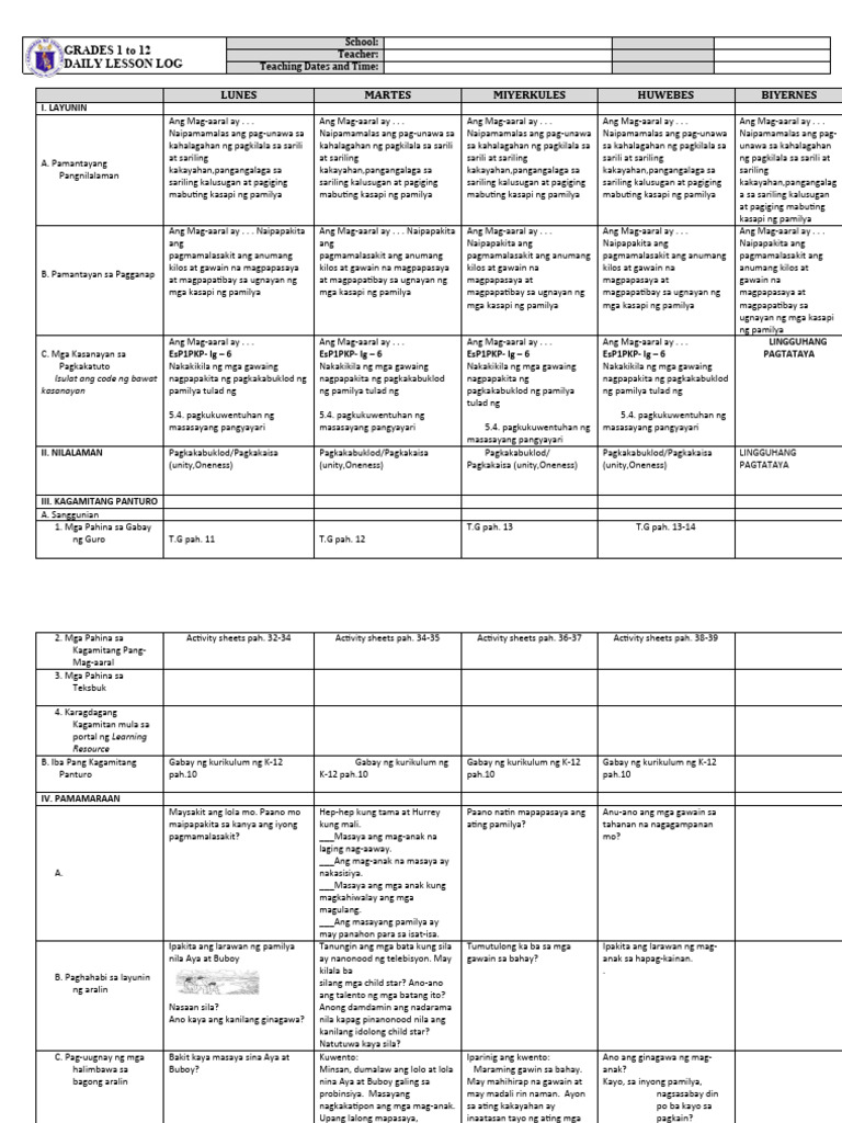 DLL - Esp 1 - Q1 - W6 | PDF