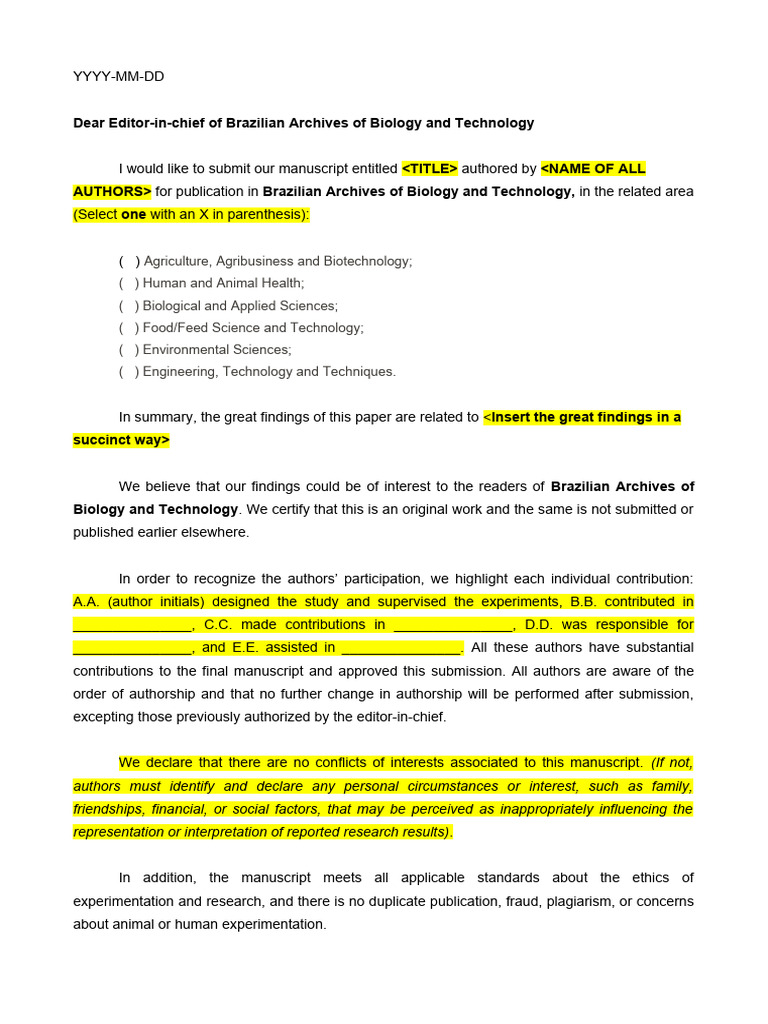 Cover Letter 2023 Babt | PDF | Science