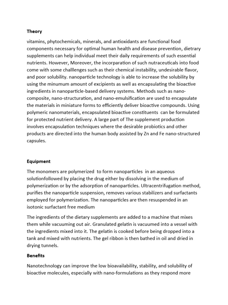 Nanoparticle Technology in Nutraceuticals | PDF | Dietary Supplements ...