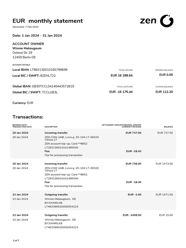 EUR Relevé de Compte | PDF | Euro | Banking Technology