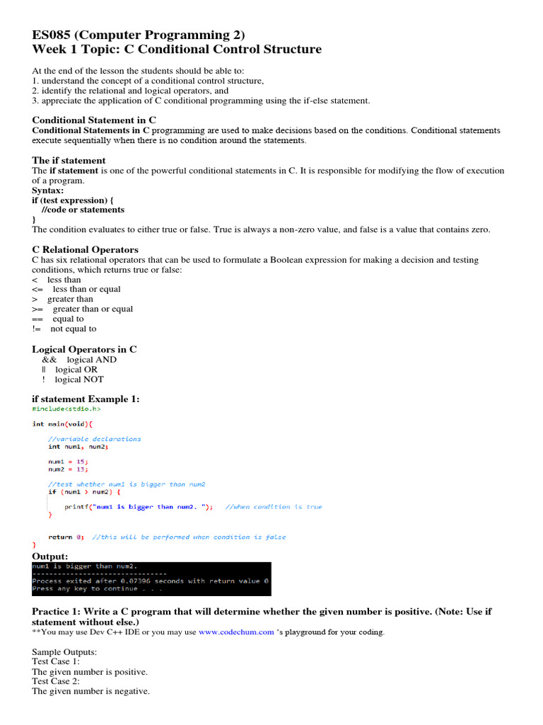 Conditional Statements In C Pdf Computer Programming Computing 7039