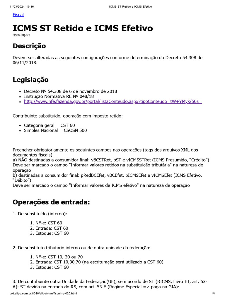 ICMS ST Retido e Efetivo: Diretrizes Fiscais | PDF | Recibo