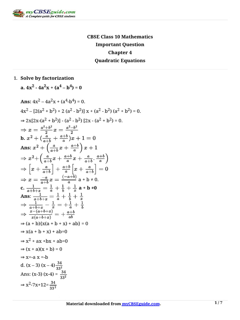 10_math_imp_vf4_quadratic_equations | PDF | Euclidean Plane Geometry | Euclidean Geometry