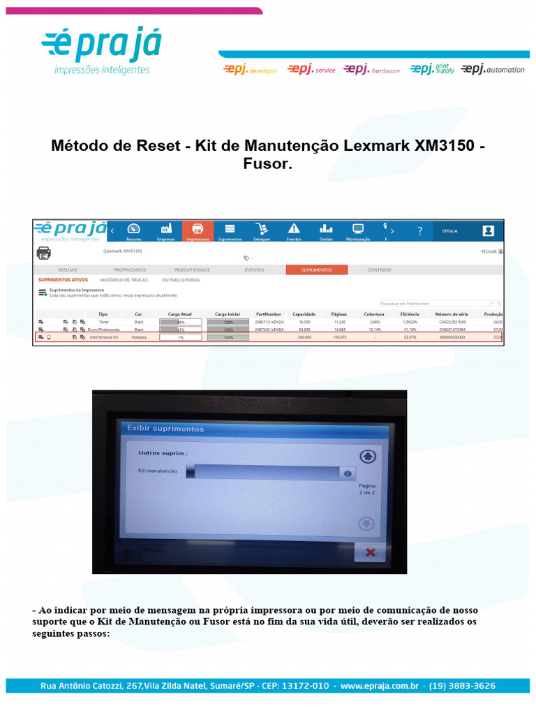 Lexmark XM3150 - Reset Fusor | PDF | Impressora (informática)