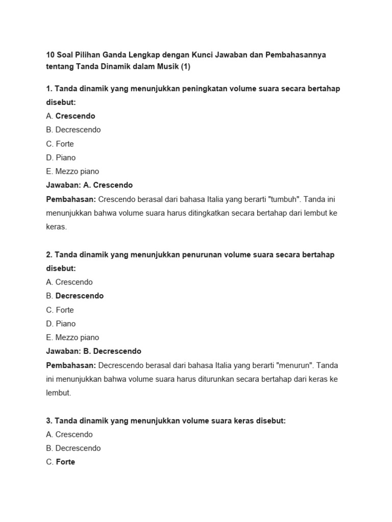 10 Soal Pilihan Ganda BANK SOAL - TANDA DINAMIK 1 | PDF