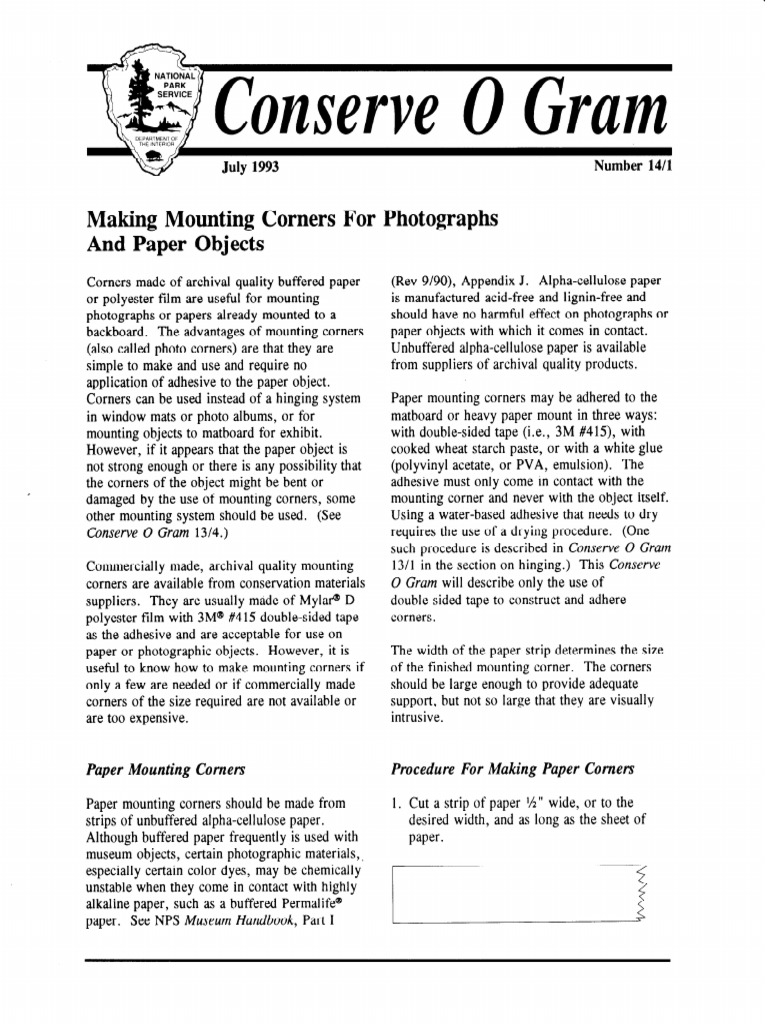 Making Mounting Corners For Photographs and Paper Objects | PDF ...