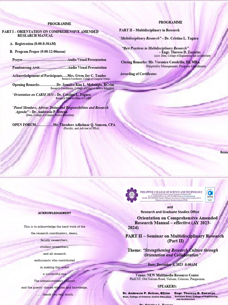1final Program Carm 2023 Orientation | PDF