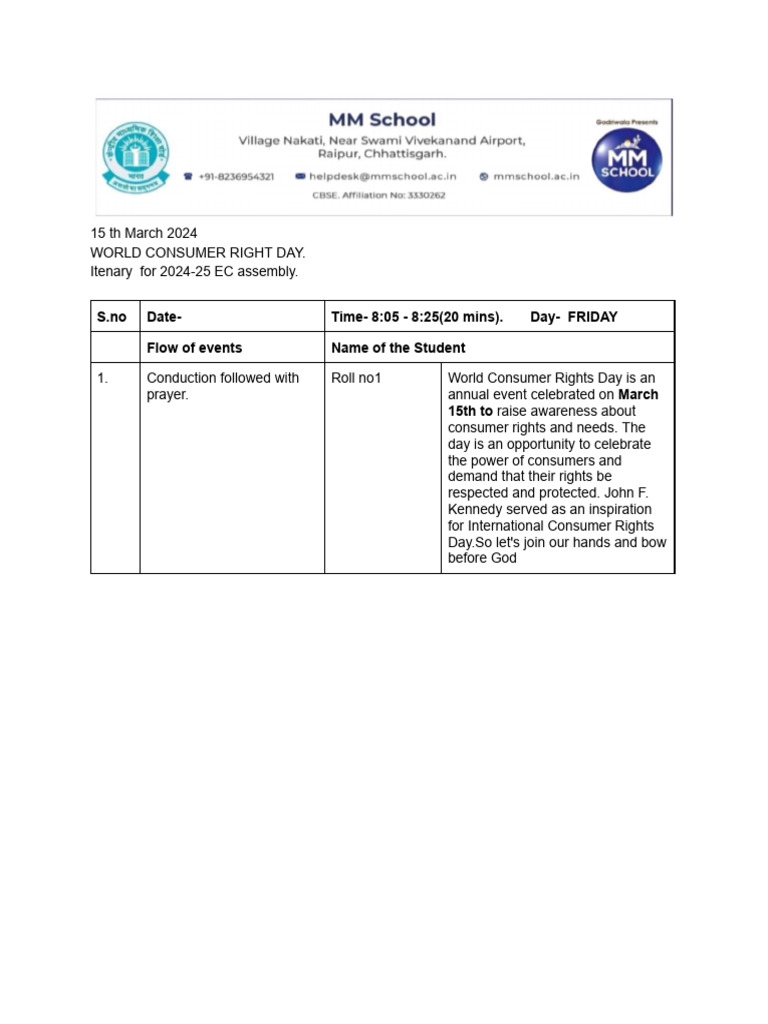15 Th March EC Template for 2024-25 | PDF | Consumer Protection ...