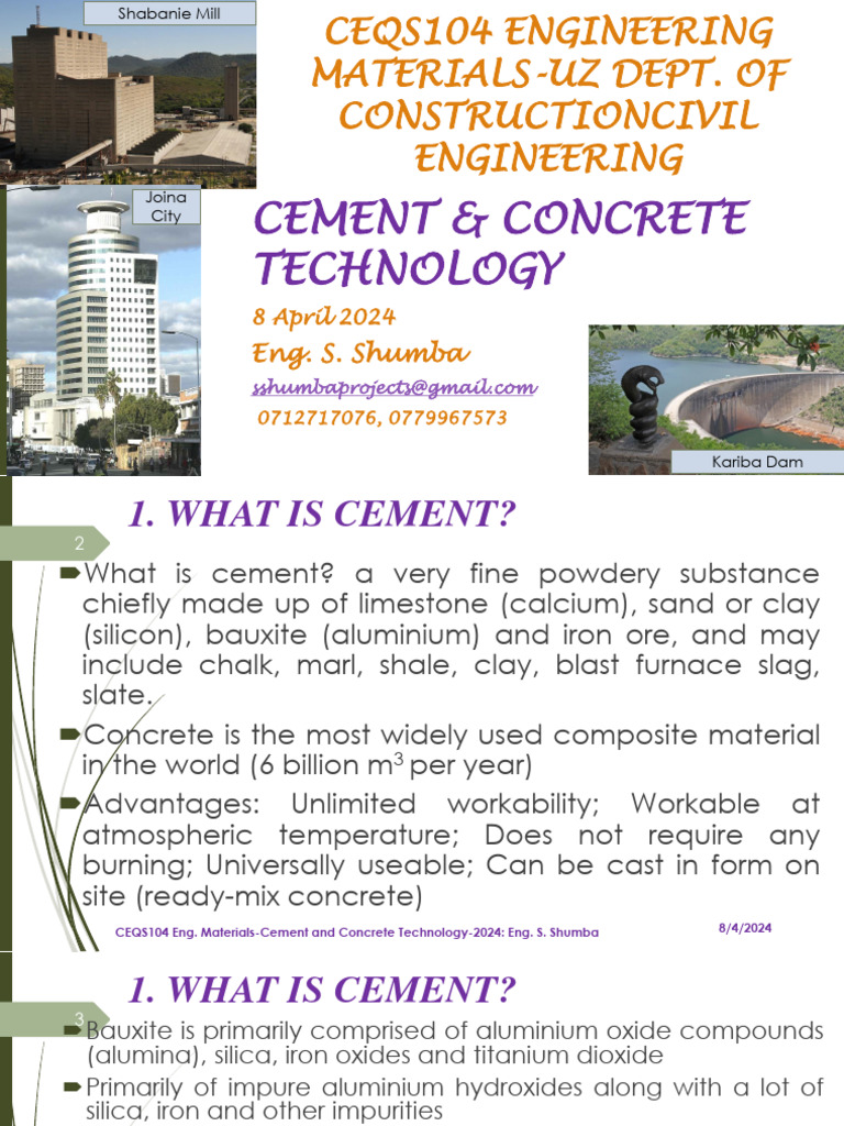 CEQS104 Eng. Materials-Cement and Concrete Technology-April 2024 | PDF ...