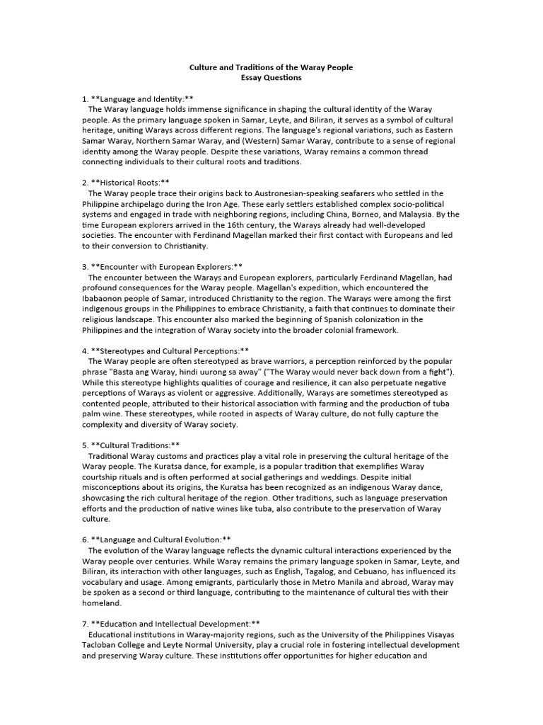 Culture and Traditions of The Waray People | PDF