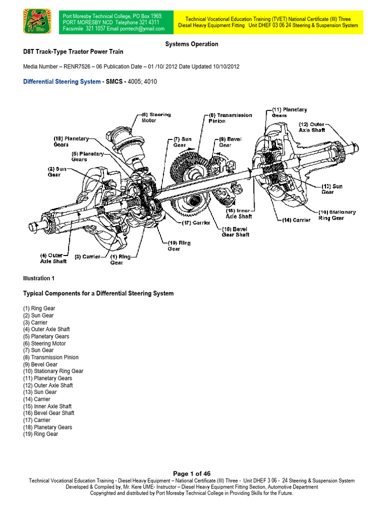 D8 Steering System Operational Manual | PDF | Axle | Gear