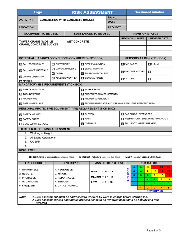 Concreting With Concrete Bucket | PDF | Risk | Personal Protective ...