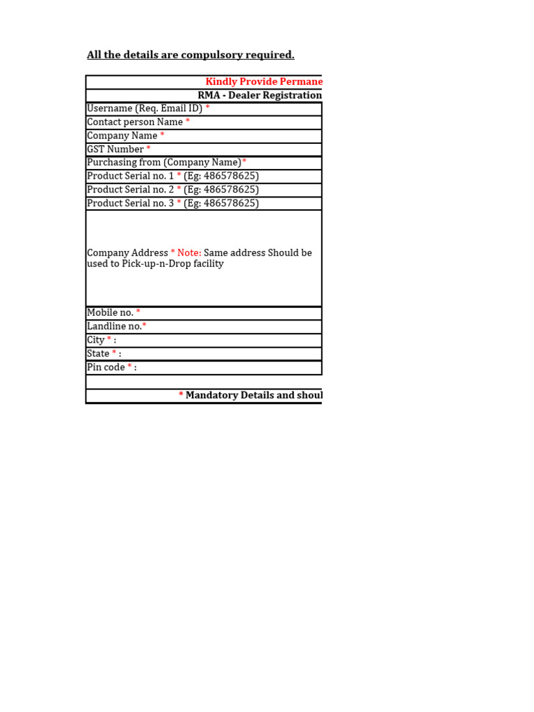 RMA Dealer Registration Form 2025 | PDF