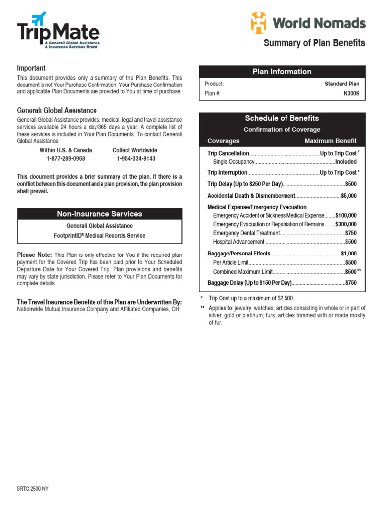 Trip Mate Travel Insurance Summary | PDF | Insurance | Arbitration