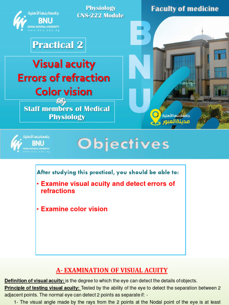 P4 Visual Acuity, Errors of Refraction, Color Vision | Download Free ...