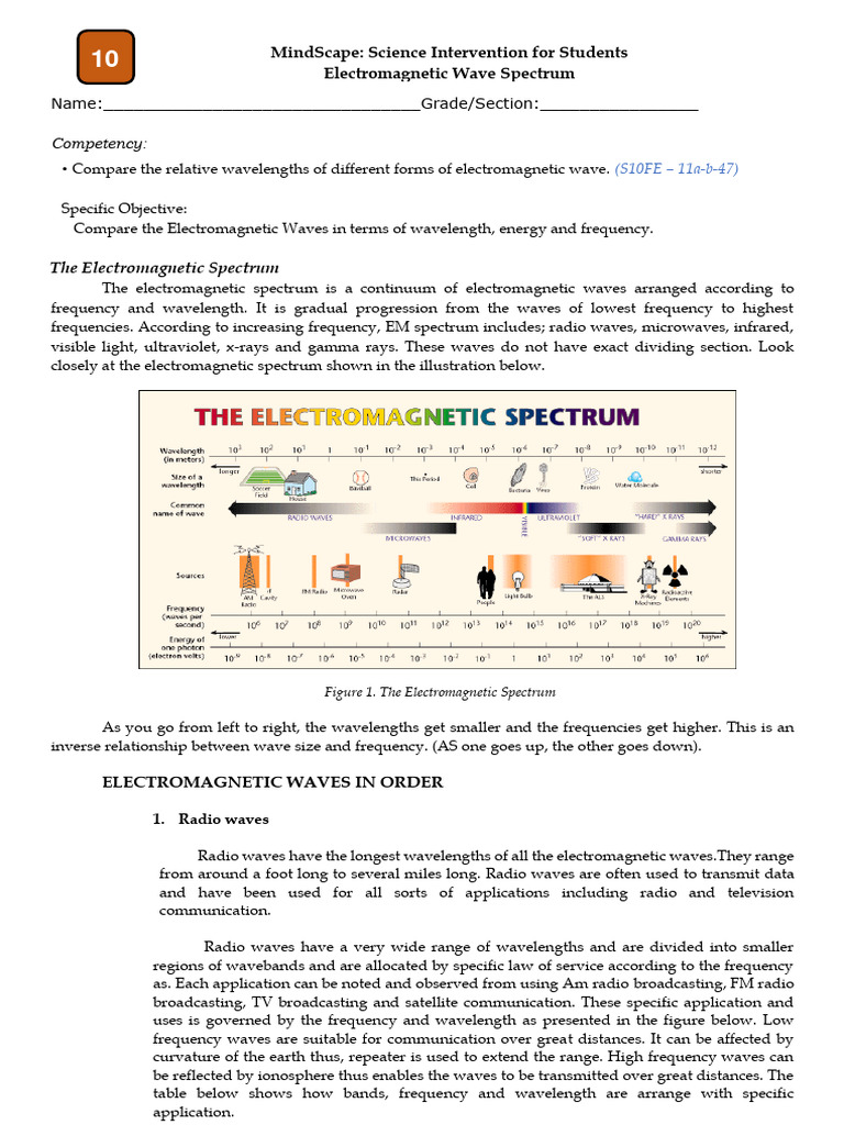 Electromagnetic Waves Comparison Guide | PDF | Electromagnetic Spectrum ...