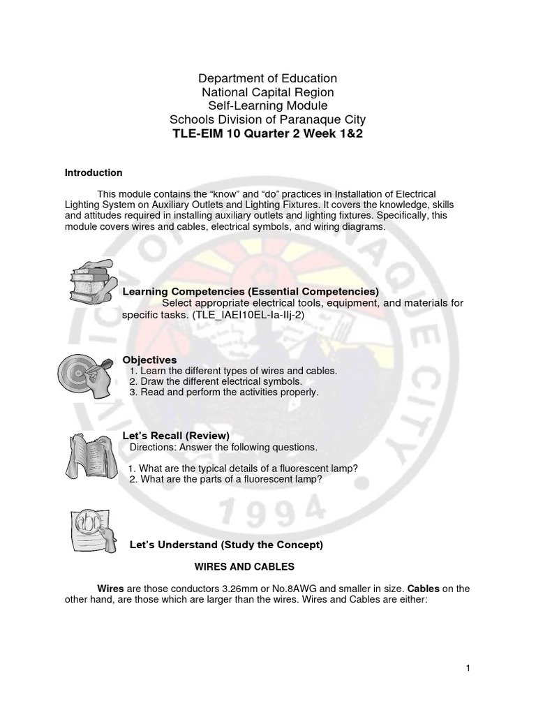 TLE 10 EIM Week1 2 | Download Free PDF | Electrical Wiring | Wire