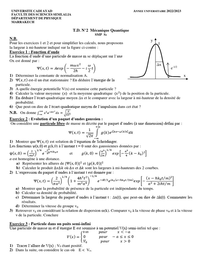 Td2 Corrige Mq 22 23 Pdf Fonction D Onde Physique Appliquée Et