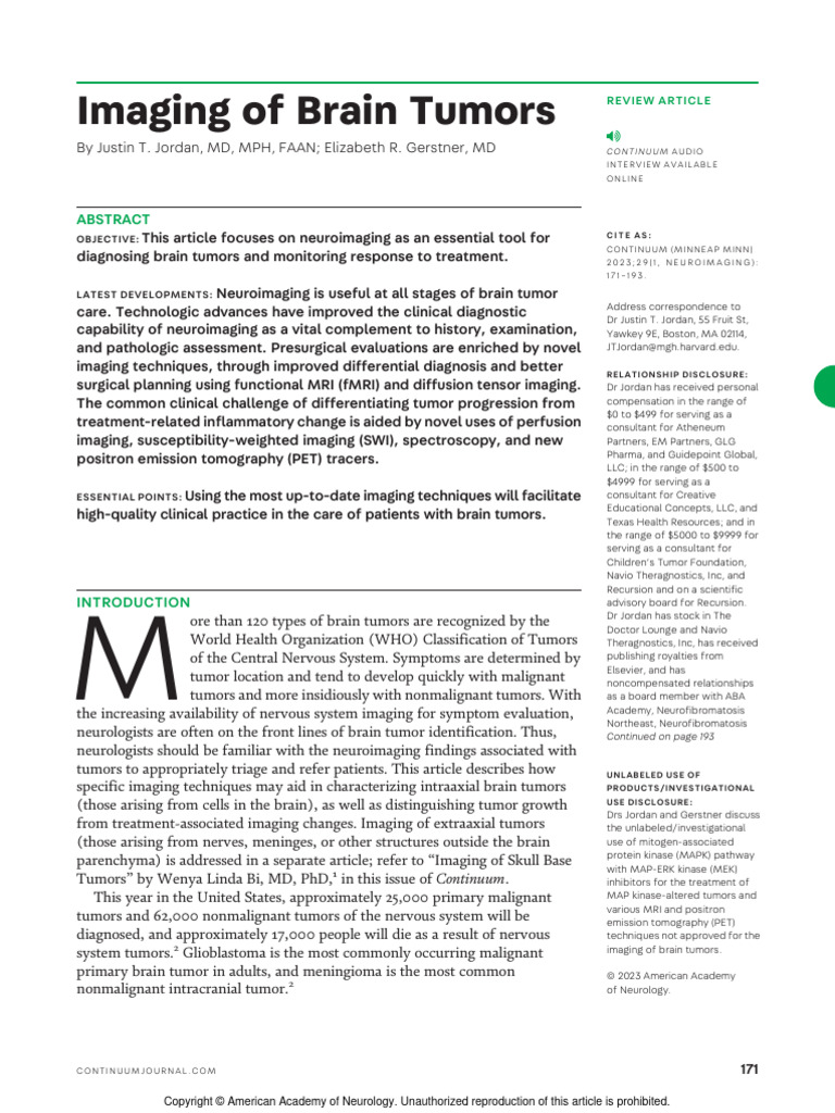 Imaging of Brain Tumors.10 | PDF | Brain Tumor | Medical Imaging