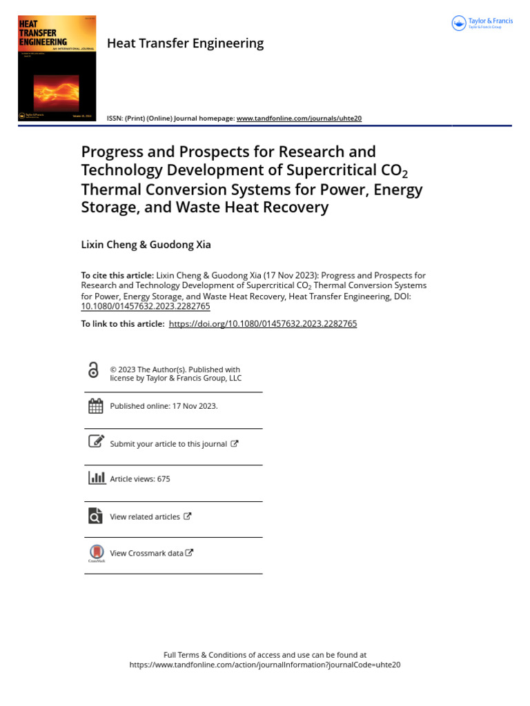 Progress and Prospects For Research and Technology Development of Supercritical CO2 Thermal ...