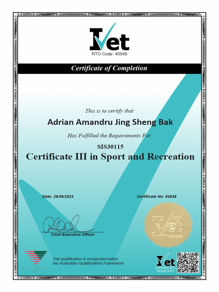 Cert III in Sport and Recreation | PDF