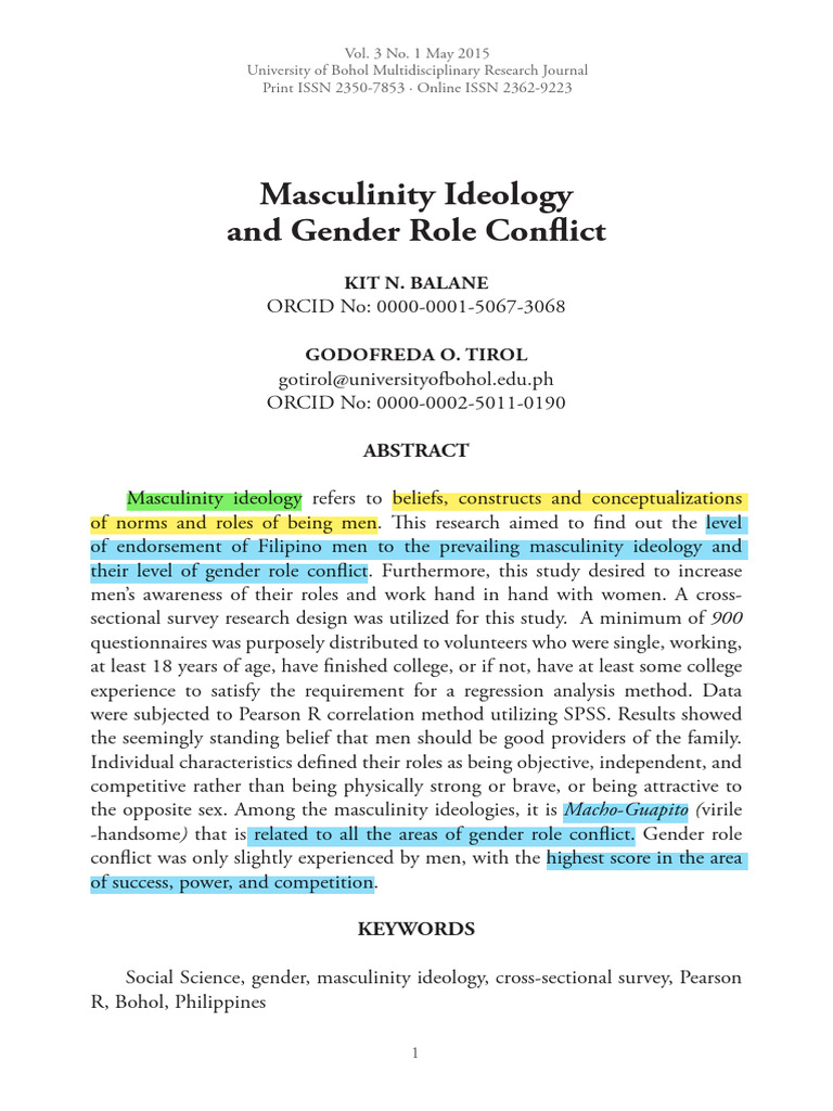 masculinity ideology and gender role conflict | PDF | Gender Role | Gender