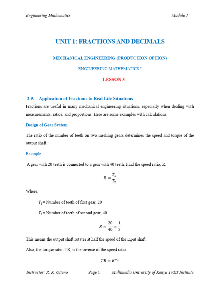 Lesson 3 For Engineering Mathematics I Production | PDF | Multiplication | Decimal