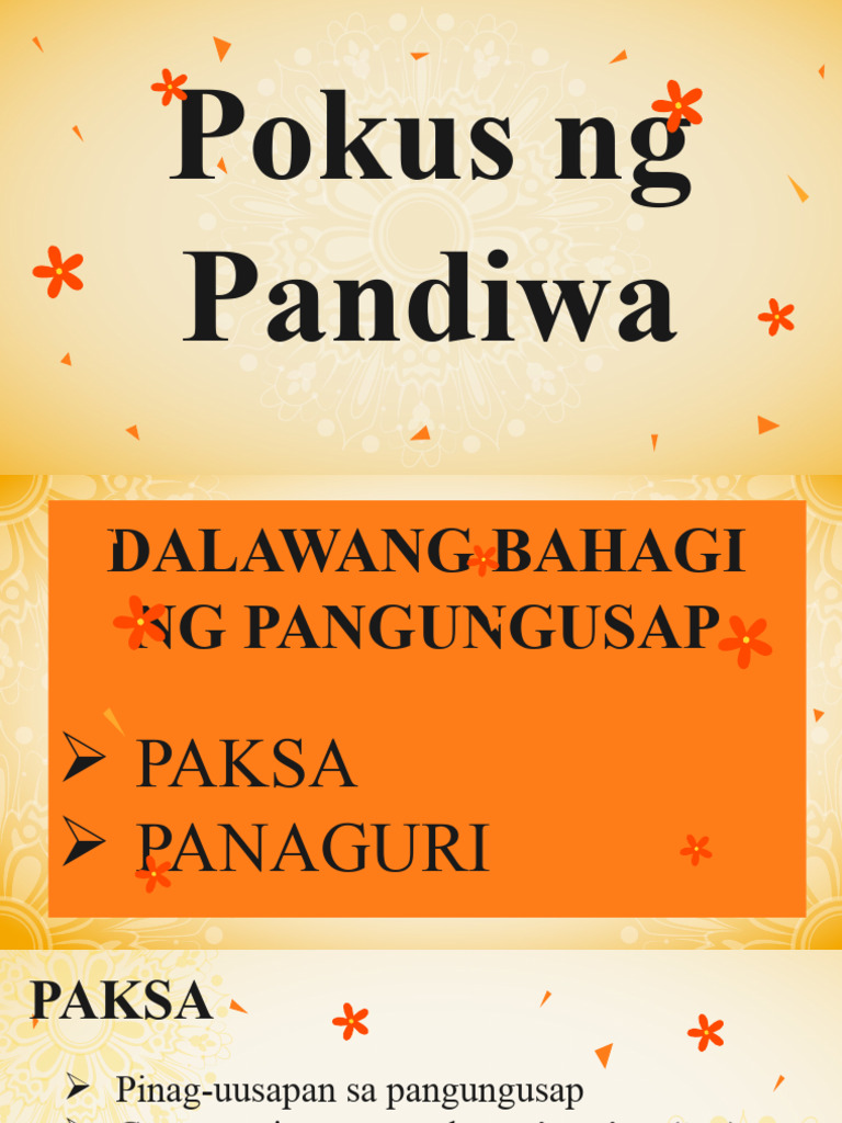 Pokus NG Pandiwa (Tagaganap at Layon) | PDF