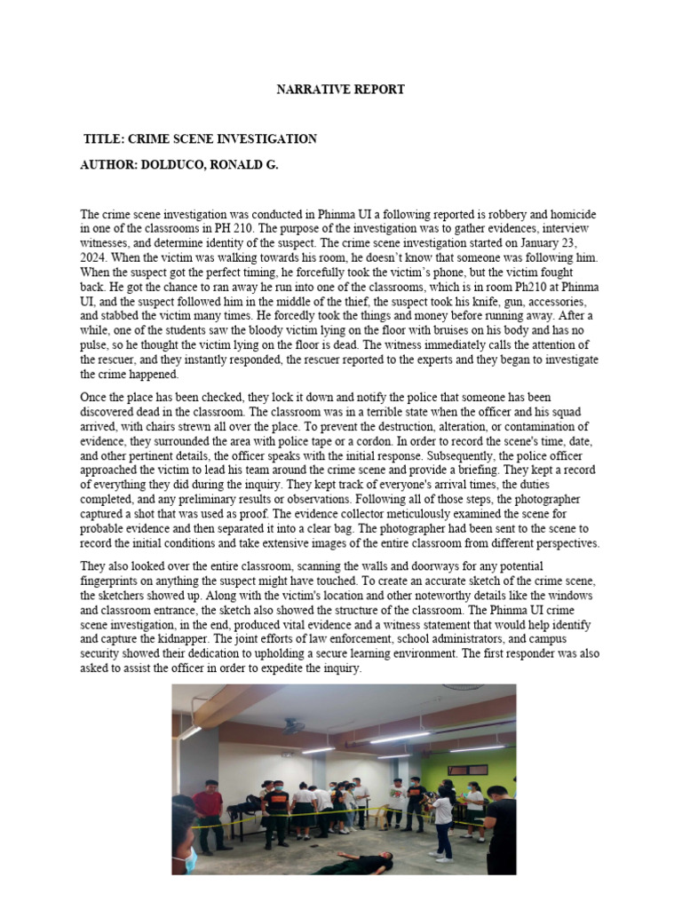 Narrative Report | PDF | Crime Scene | Crimes