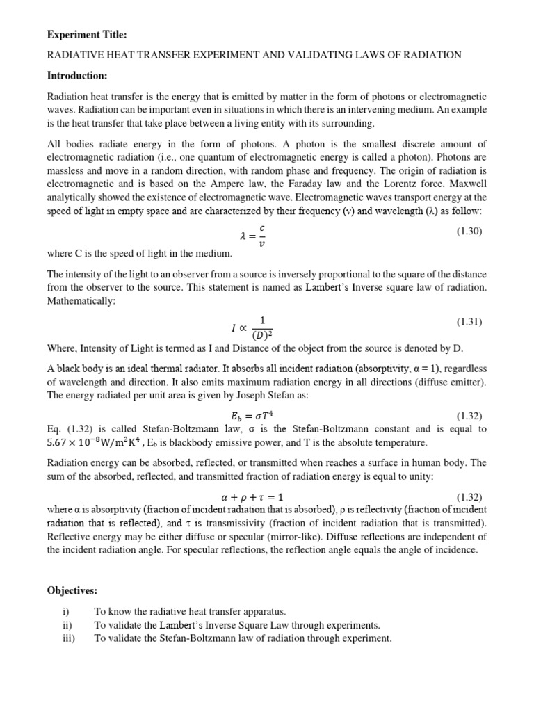Thermal Radiation Experiment | PDF | Electromagnetic Radiation | Photon
