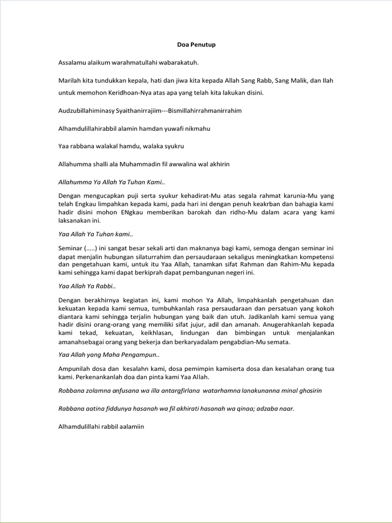 Doa Penutup Seminar Proker | PDF | Agama & Spiritualitas