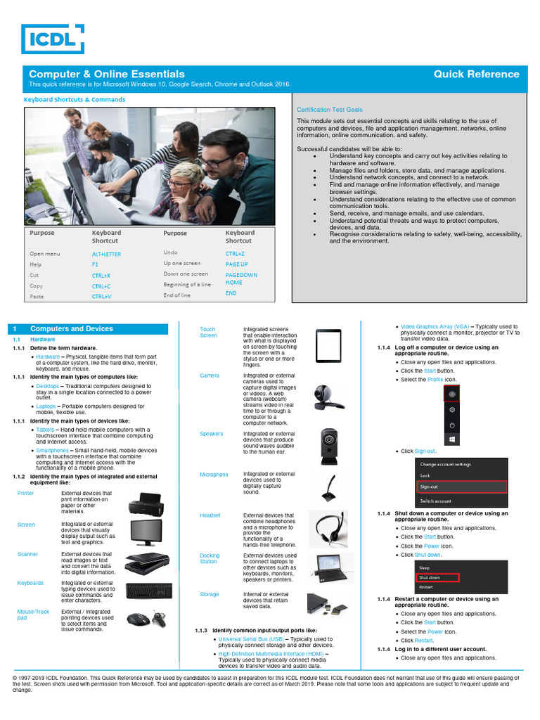 ICDL Computer & Online Essentials 1.0 QRG | PDF | Computer File | Byte