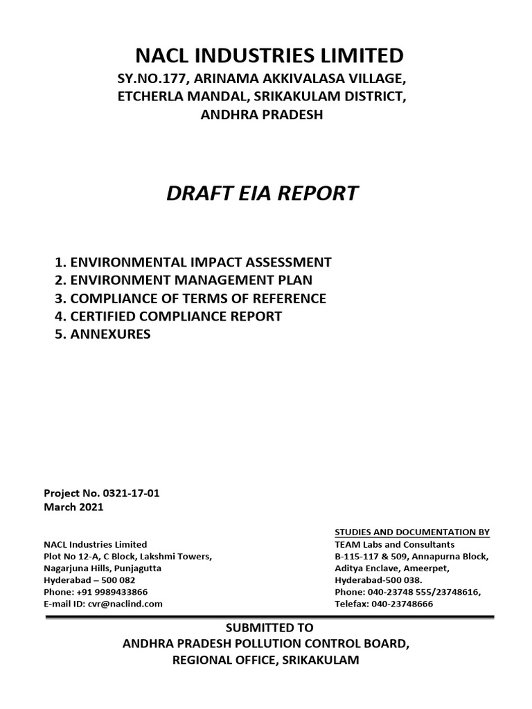 NACL Draft EIA Report - Compressed | PDF | Air Pollution | Hazards