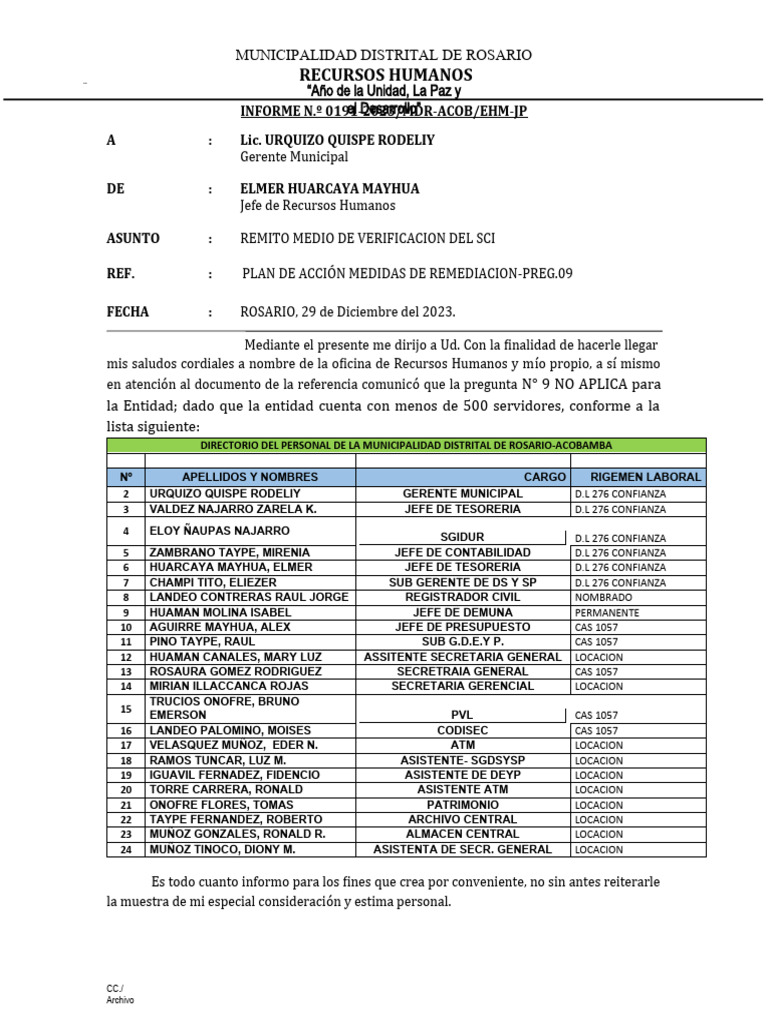 Informe Recursos Humanos 2023 Rosario | PDF | Derecho