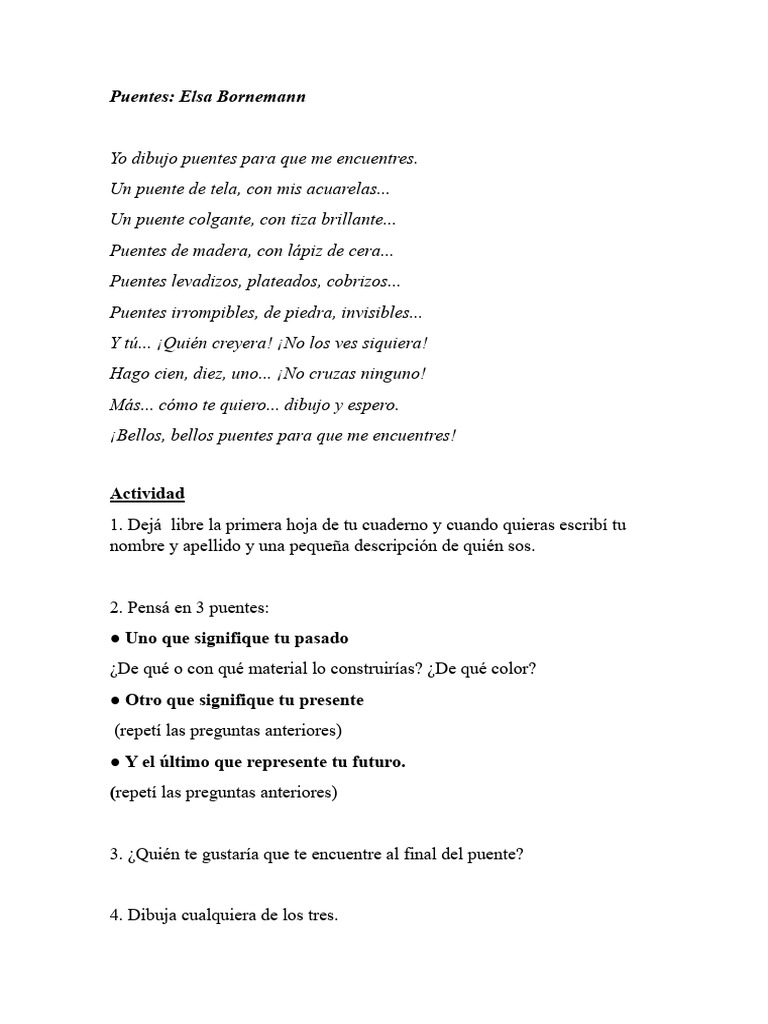 Puentes en la poesía de Elsa Bornemann | PDF | Hogar, jardinería y ...