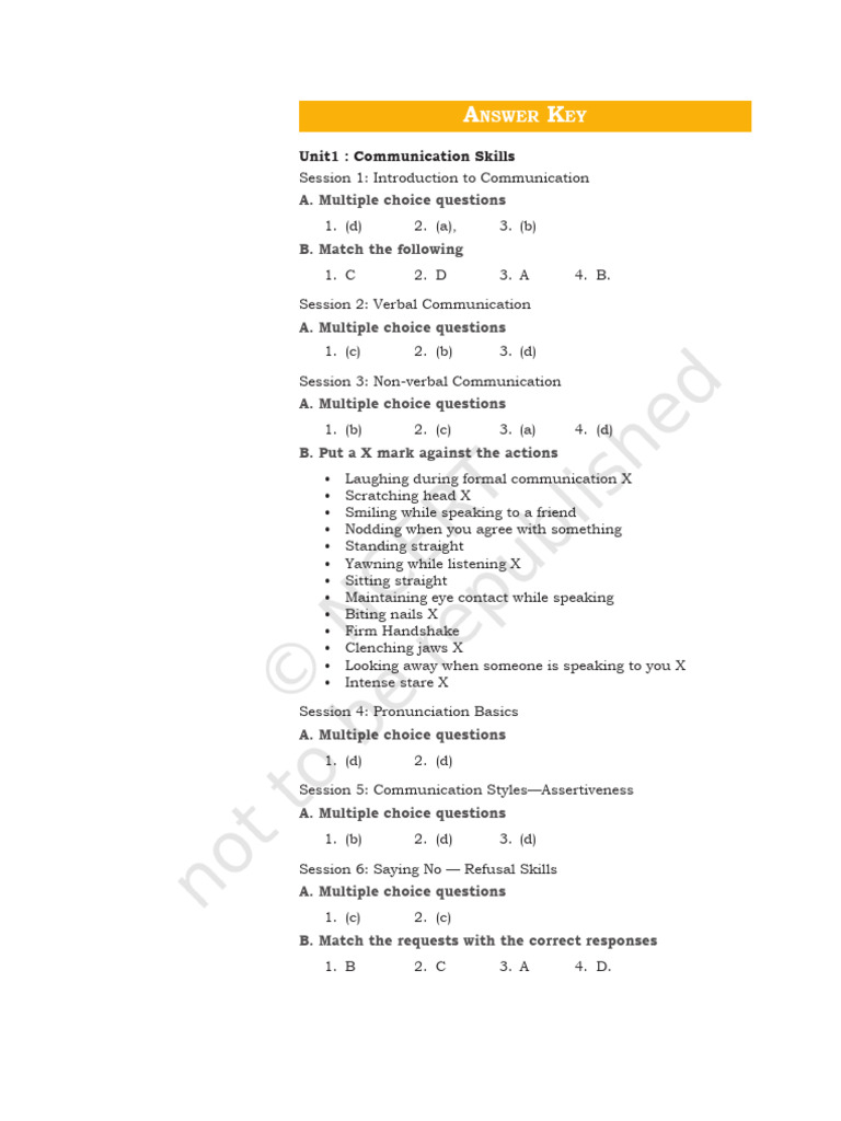Class 11 Employability Skills Answers | PDF | Communication ...