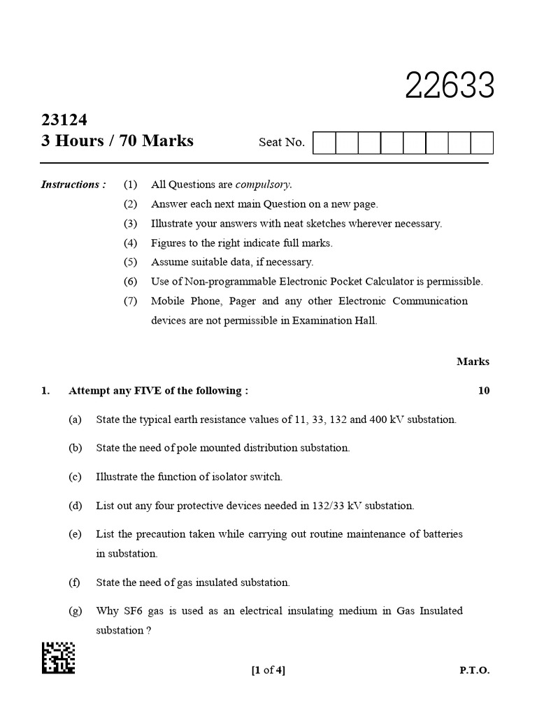 2023 Winter Question Paper (Msbte Study Resources) | PDF | Electrical Substation | Insulator ...
