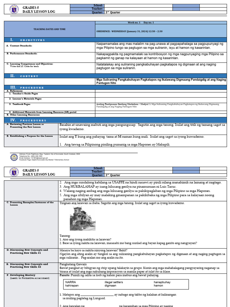 AP6 Q3 Week1 Day1 | PDF