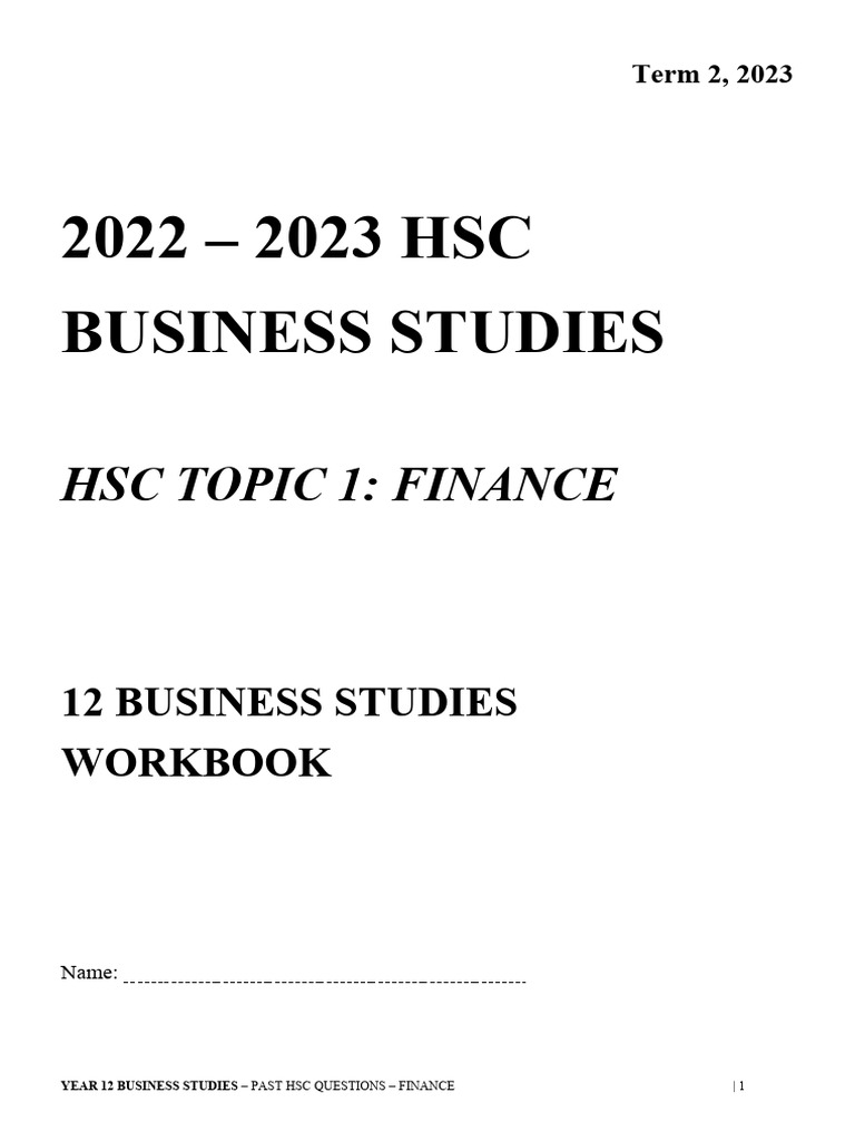 HSC Business Studies Finance Workbook | PDF | Equity (Finance ...