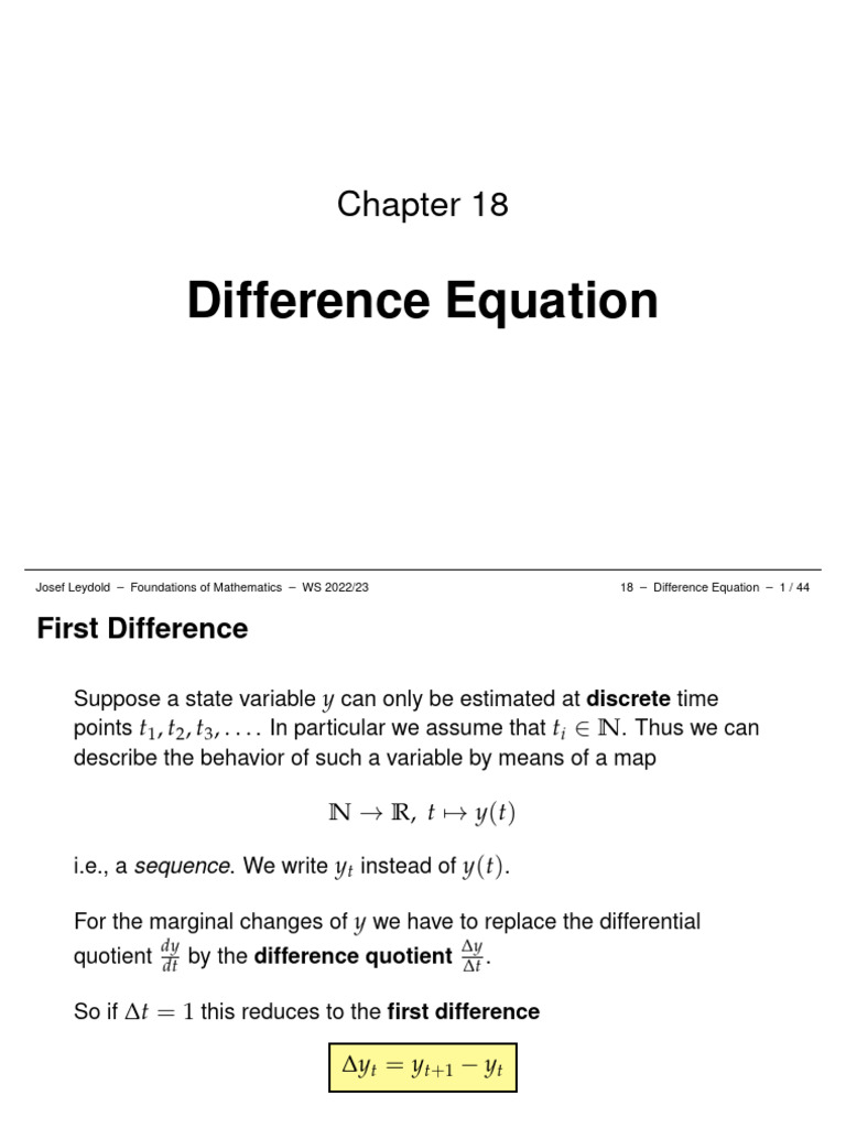 MMEcon Handouts 18 Difference - Equation | PDF | Recurrence Relation | Ordinary Differential ...