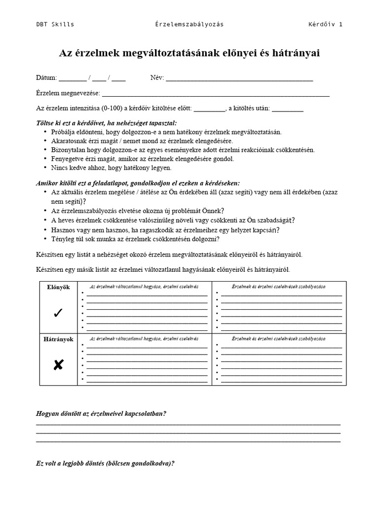 Emotion Regulation Worksheet 1 | PDF
