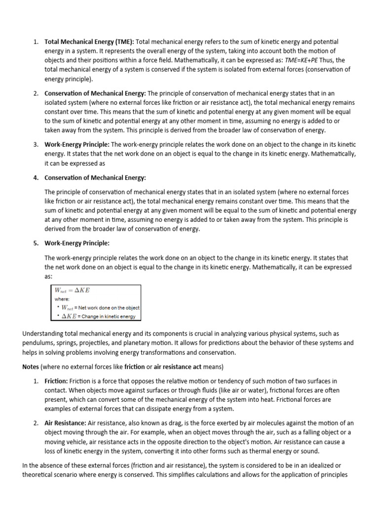 Total Mechanical Energy | PDF | Friction | Force