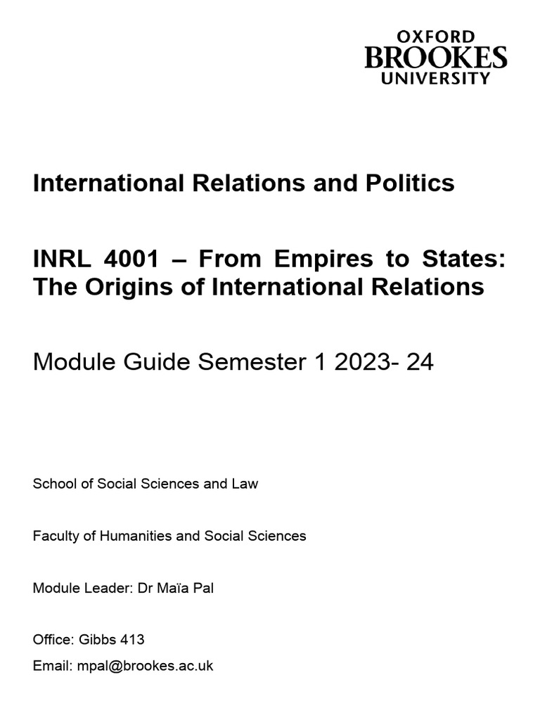 Module Guide - INRL4001 - HSS - Sem1 - 2023-4 | PDF | Turnitin | Citation