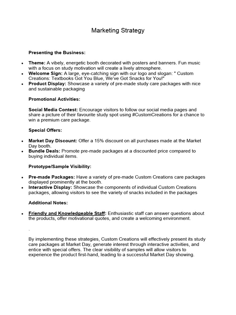 Marketing Strategy | PDF | Inventory | Sales