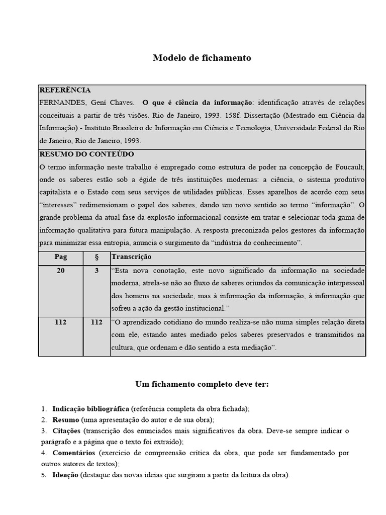 Guia de Fichamento Acadêmico | PDF