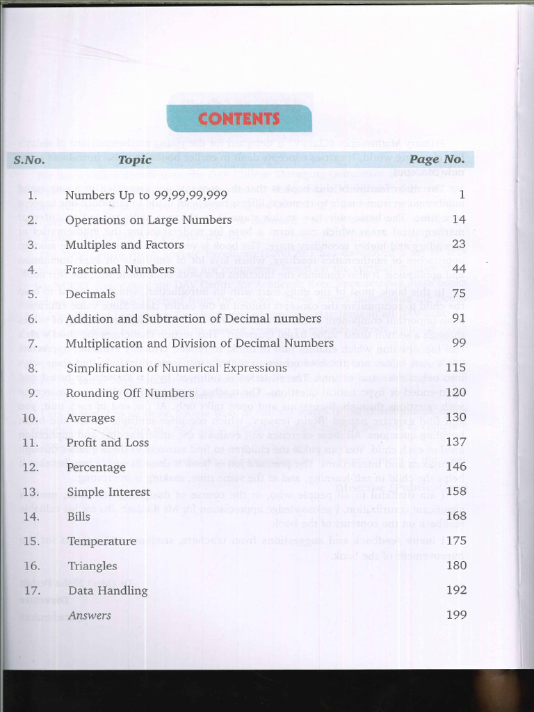 Primary Mathematics Class V | PDF