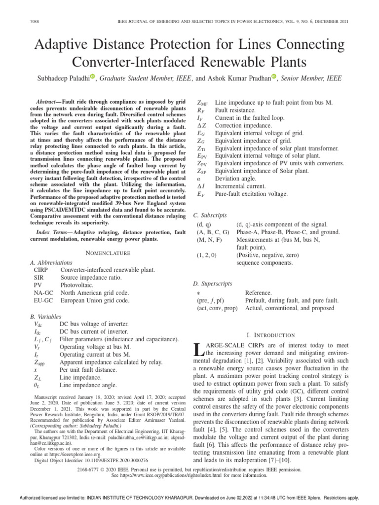 Adaptive Distance Protection For Lines Connecting Converter-Interfaced ...