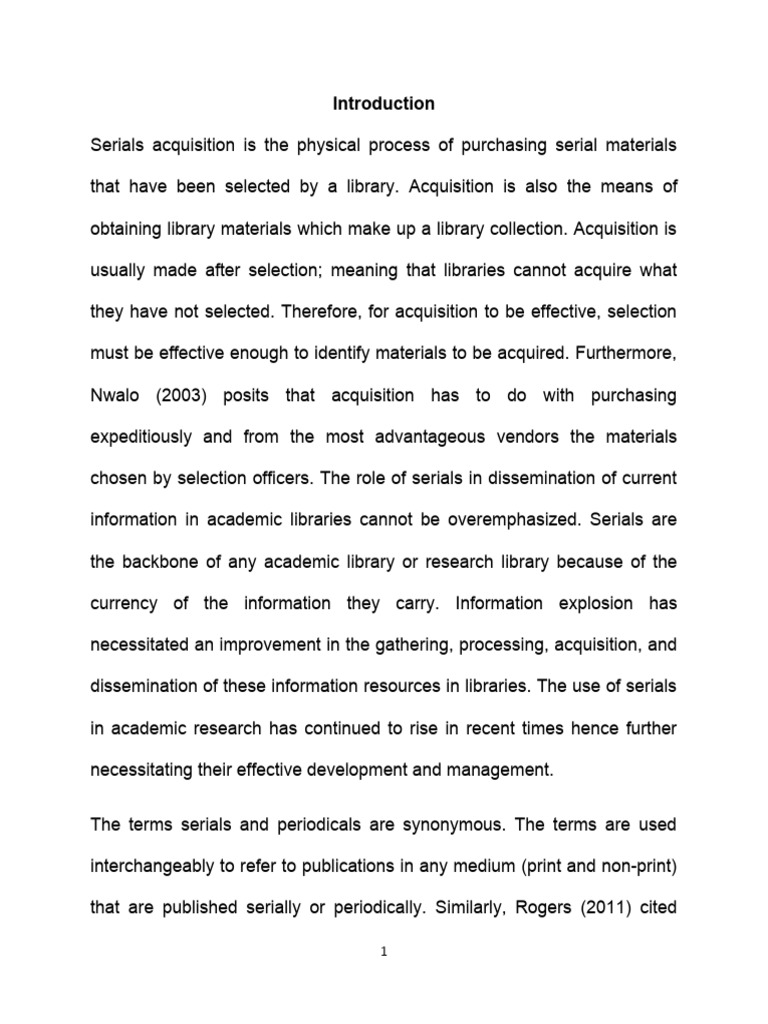 Effective Serials Acquisition in Libraries | PDF | Libraries | Books