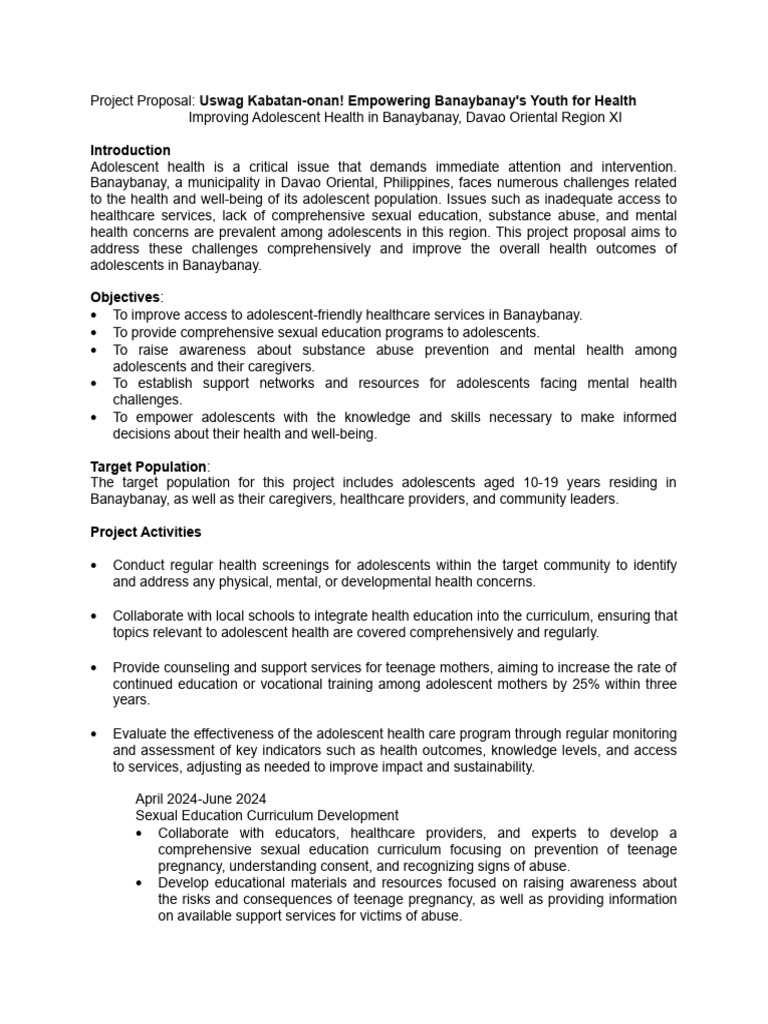 Project Proposal | PDF | Psychiatry | Adolescence